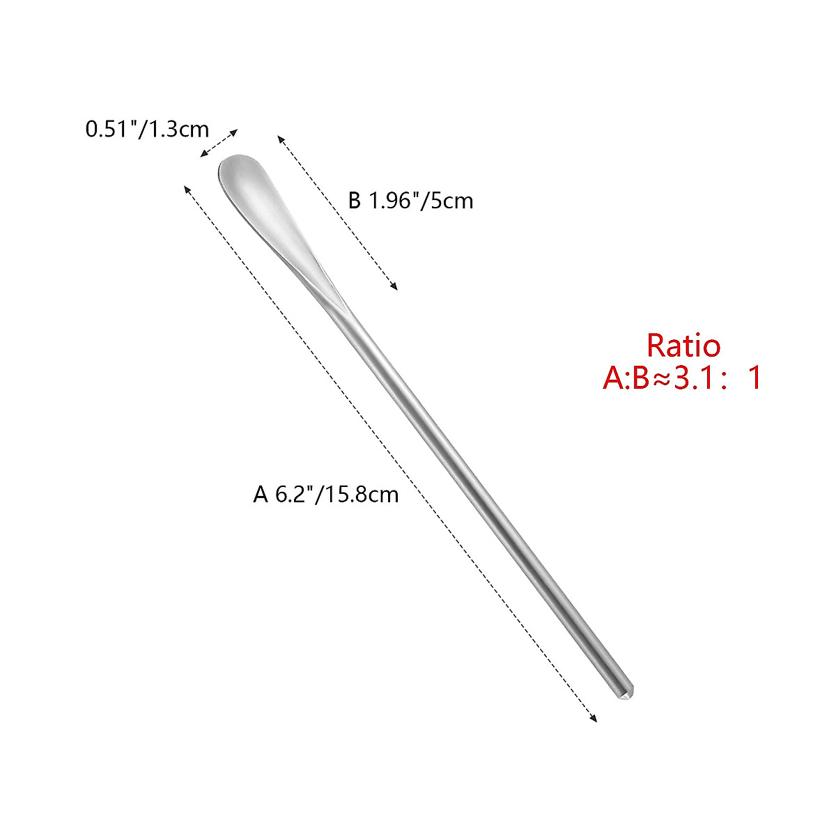 6.2Inch/15.8cm Coffee Stirrers Spoon,Silver Stainless Steel 304# Coffee Stir Sticks,Round Solid Handle Cocktail Beverage Iced Tea Stirring Stick,Drink Mixing Spoon,Set of 4