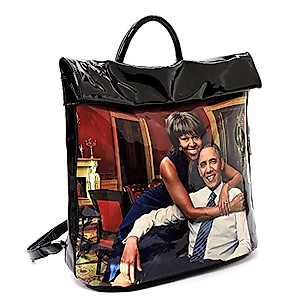 Michelle Obama Magazine Cover Collage Backpack Womens Fashion Purse Handbag (#B-Multi/BK)