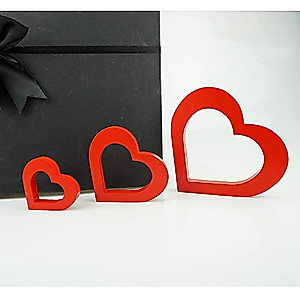 SaktopDeco Red Wooden Heart Centerpiece Red Heart Shape Sign for Romantic Valentines Day Table Fireplace Home Decor