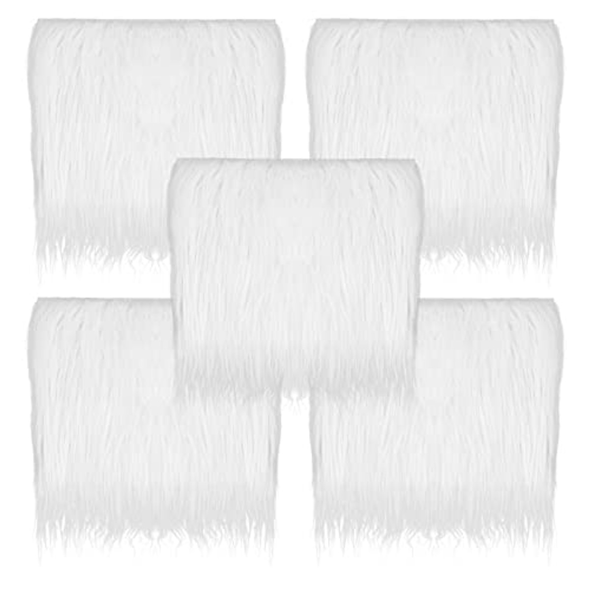 Lusofie 5Pcs White Fur Fabric 10 x 10 Inch Faux Fur Fabric Square Shaggy Fur Fabric Patches White Fur for Craft Chair Cover Seat Cushion Pad Costume Sewing Gnomes Christmas Decors