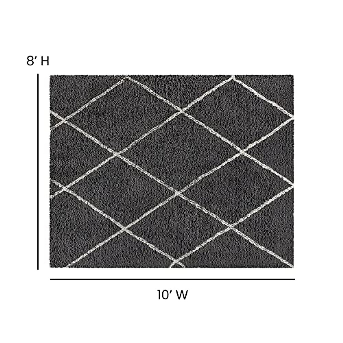 Flash Furniture Shag Style Diamond Trellis Area Rug - 5' x 7' - Ivory