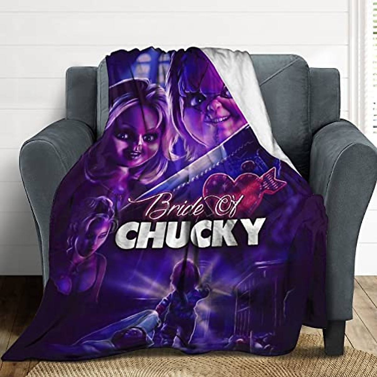 Chucky Soft Flannel Blanket Horror Movie Throw Blanket All Season Air Conditioner Blanket for Couch Bed Sofa 40"x50"