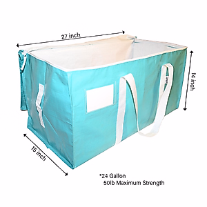 LEYEIT Heavy-Duty Large Storage Bags with Zippers and Handles, Extra Large Moving Bags - Blue - 4 Pack