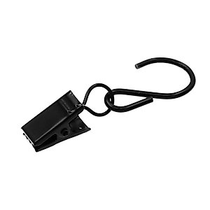 Coideal Curtain Clips Gutter Hooks, 40 Pcs Metal S Hooks Awning Xmas Light Shower Hanging Clips for Christmas Decoration, Indoor and Outdoor (Black)