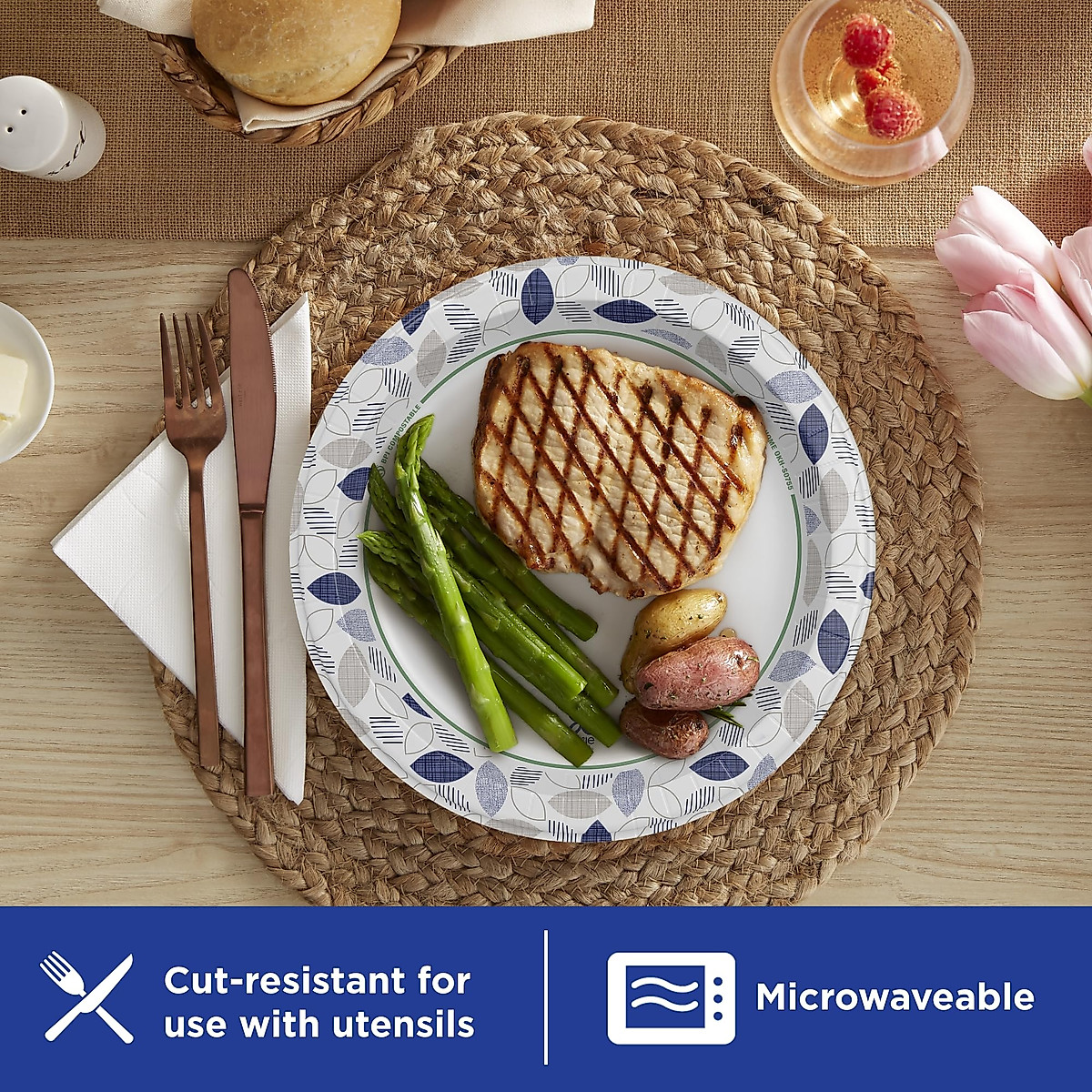 Dixie Ultra Paper Plates, 10 1/16 inch, Dinner Size Printed Disposable Plate, 172 Count (4 Packs of 43 Plates), Packaging and Design May Vary