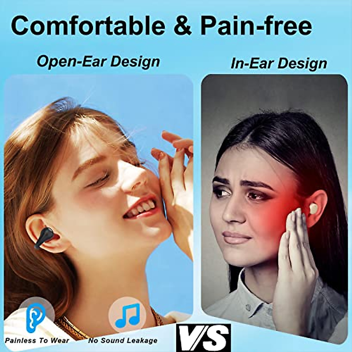 Mudtun Wireless Ear Clip Bone Conduction Headphones Bluetooth 5.3 for Android iPhone, Small Ear Clips Ear Buds Mini Light-Weight Open Ear Earbuds for Sports Running Cycling Workout, Yellow