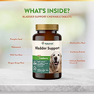 NaturVet – Bladder Support for Dogs – Plus Cranberry | Supports Healthy Bladder Control & Normal Urination | 60 Time Release Chewable Tablets