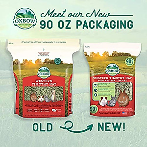 Oxbow Animal Health Western Timothy Hay - All Natural Hay for Rabbits, Guinea Pigs, Chinchillas, Hamsters & Gerbils -Veterinarian Recommended- Grown in the USA-90 oz.