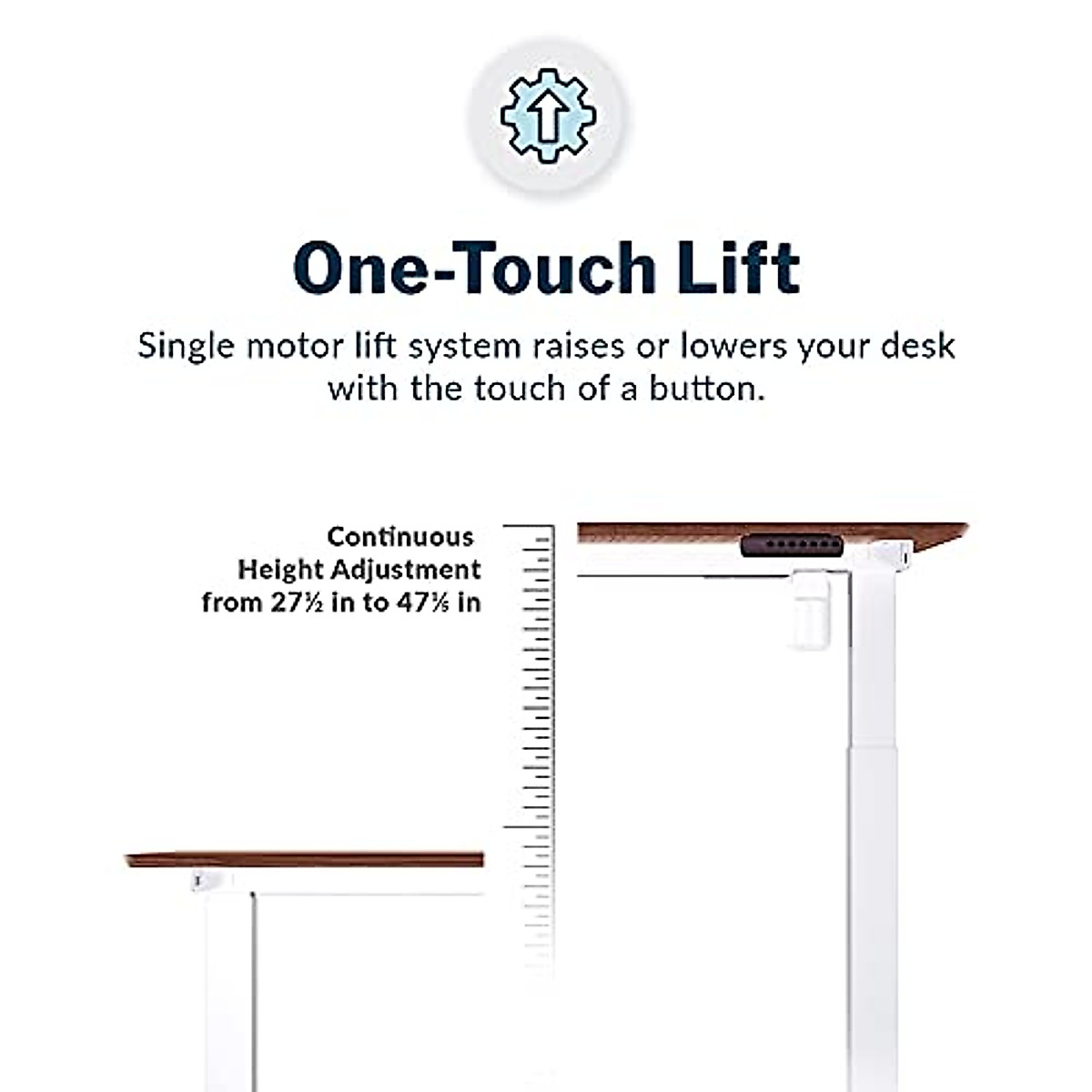 Vari Essential Electric Standing Desk 48" x 24" (VariDesk) - Electric Height Adjustable Desk - Home or Office Standing Desk - Sturdy Adjustable Standing Desk - Split Top Sit Stand Desk - Hazel Wood