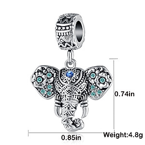 MZC Jewelry Lucky Elephant Charm for Pandora Bracelet Good Luck Animal Dangle Bead for Mom Daughter Sister Women Birthday