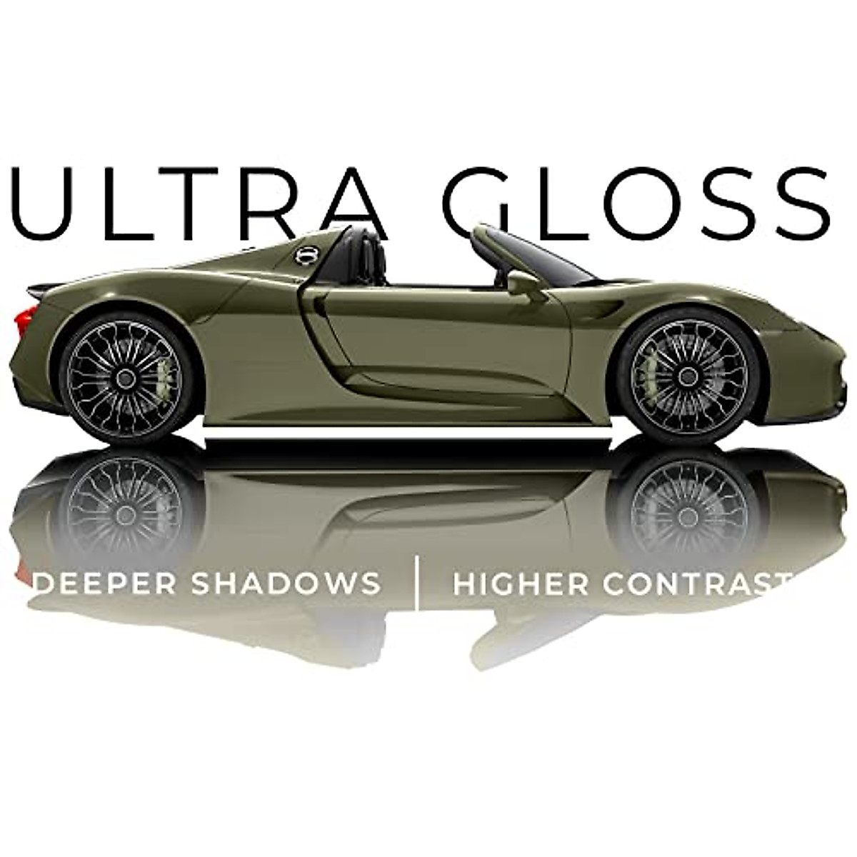 VViViD+ Ultra Gloss Combat Military Green 3ft x 5ft Vinyl Car Wrap Premium Paint Replacement Film Roll w Nano Air Release Technology, Stretchable Protective Liner