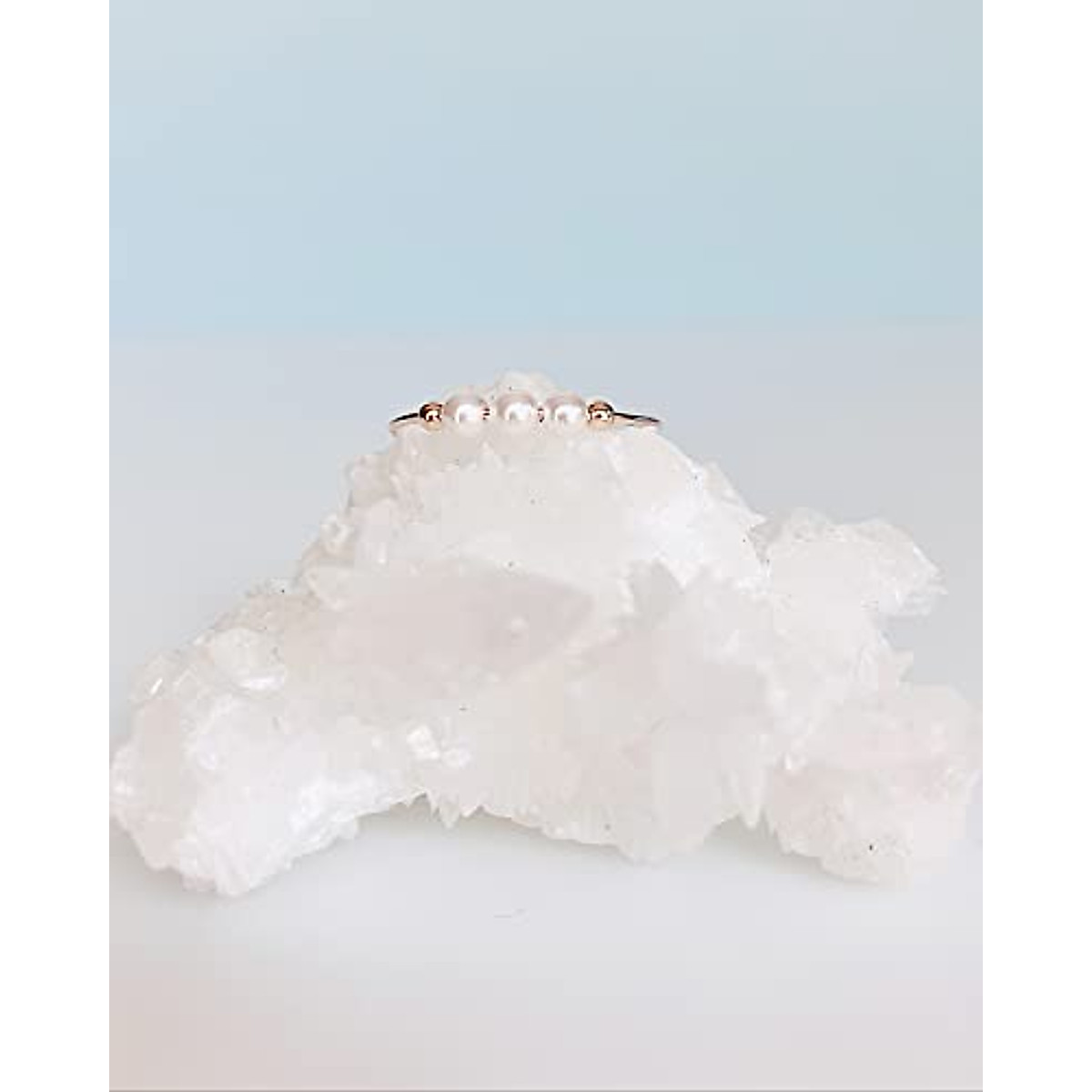 Pink Pearl Spinner Fidget Ring, Sterling Silver 14K Gold-Filled Open Wire Band, Helps Relieve Stress Anxiety Worry, Adjustable Ring, Jewelry Inspirations