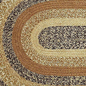 VHC Brands Kettle Grove Half Circle Jute Rug 16.5x33 Country Braided Flooring, Caramel Brown