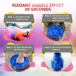 Marabu Easy Marble Paint Set - Primary Colors Starter Set - Marbling Paint Kit for Kids and Adults - Hydro Dipping Paint for Tumblers, Ceramic, Paper, Glass, Plastic - 6 x 15ml Bottles