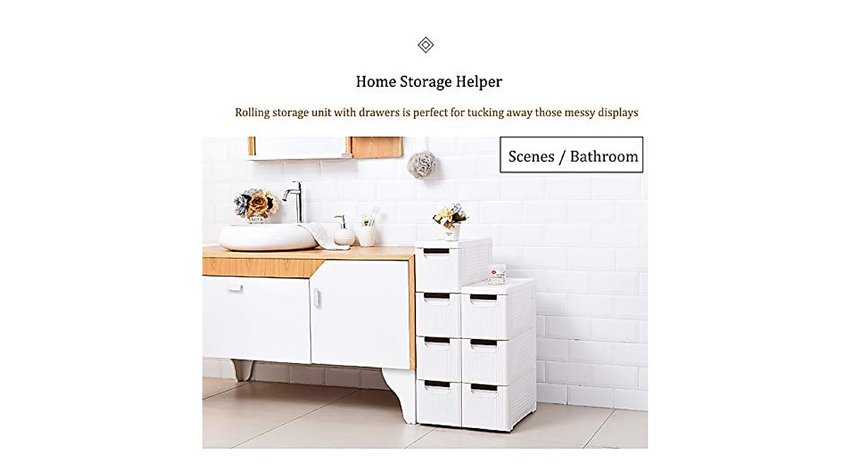 Narrow 3-Drawer Rolling Storage Cart for Home & Office