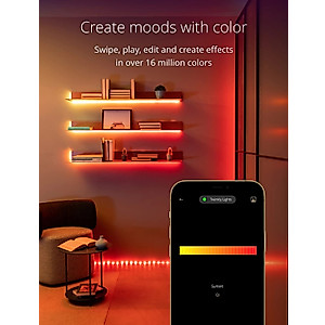 Twinkly Line Extension Kit 5ft, Magnetic and Adhesive Multicolor LED Strip, Pair It with Line Starter Kit, Compatible with Alexa, and Google Home, 16 M+ Colors, App Mapping, Black Wire