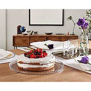 Pasabahce Premium Clear Glass Servicing Tray, Uniqe Desing Cake Stands, Server Plate, Great For Cup Cakes, Cookies, Snacks, and Fruits, Perfect for Parties, Gifts, Housewarming, Weddings, Anniversary