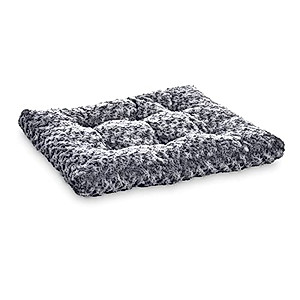 Amazon Basics Plush Pet Bed and Dog Crate Pad, Large, 40 x 27 x 3.5 Inches, Gray Swirl