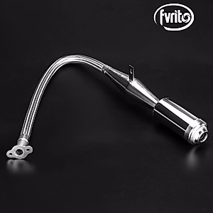 FVRITO Viper Flexible Exhaust Muffler Pipe Silencer with Hardware for 2 Stroke 49cc 60cc 66cc 80cc 100cc Engine Gas Motorized Bicycle Motor Bike Parts Silver