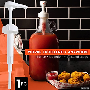 1 Gallon Pump Dispenser - Leak-Proof Pump for Gallon Jug with 1.5" 38/400mm Neck, Lock-Ring and Standard Cap Closure - Durable, Reusable, Great for Any Foam Soap Dispenser, Cleaner, Detergent