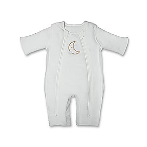 Baby Brezza 2-in-1 Double Zipper Baby Sleepsuit - Unique Swaddle Transition Sleepsuit - Breathable with Mesh Panels - Converts from Sleepsuit to Sleep Vest, 6-9 Months, Cream