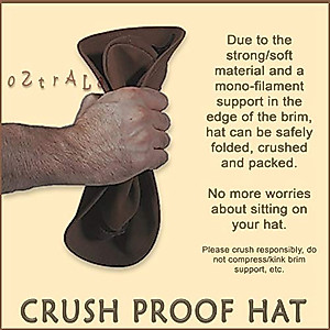 Oztrala Hat Oilskin Canvas Australian Outback Leather Mens Black Cowboy Bucket HCKS HCKB US (Solid Brown, S)