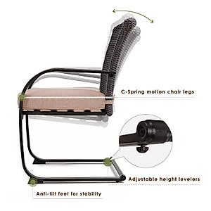 Grand patio 2 Piece Outdoor Wicker Dining Chairs, Spring Patio Furniture Dining Chairs Set of 2 with Cushions for Garden Pool Backyard Lawn, Beige