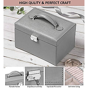 ANWBROAD Jewelry Box for Women and Teen Girls with Lock and Mirror Jewelry Storage Organizer Portable Travel Jewelry Boxes for Necklaces Rings Earrings UJJB002H