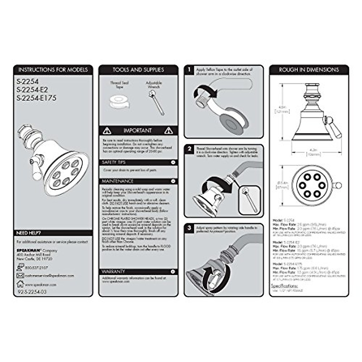 Speakman S-2254 Retro 3-Setting Shower Head for Stylish Bathroom Décor, 2.5 GPM, Polished Chrome