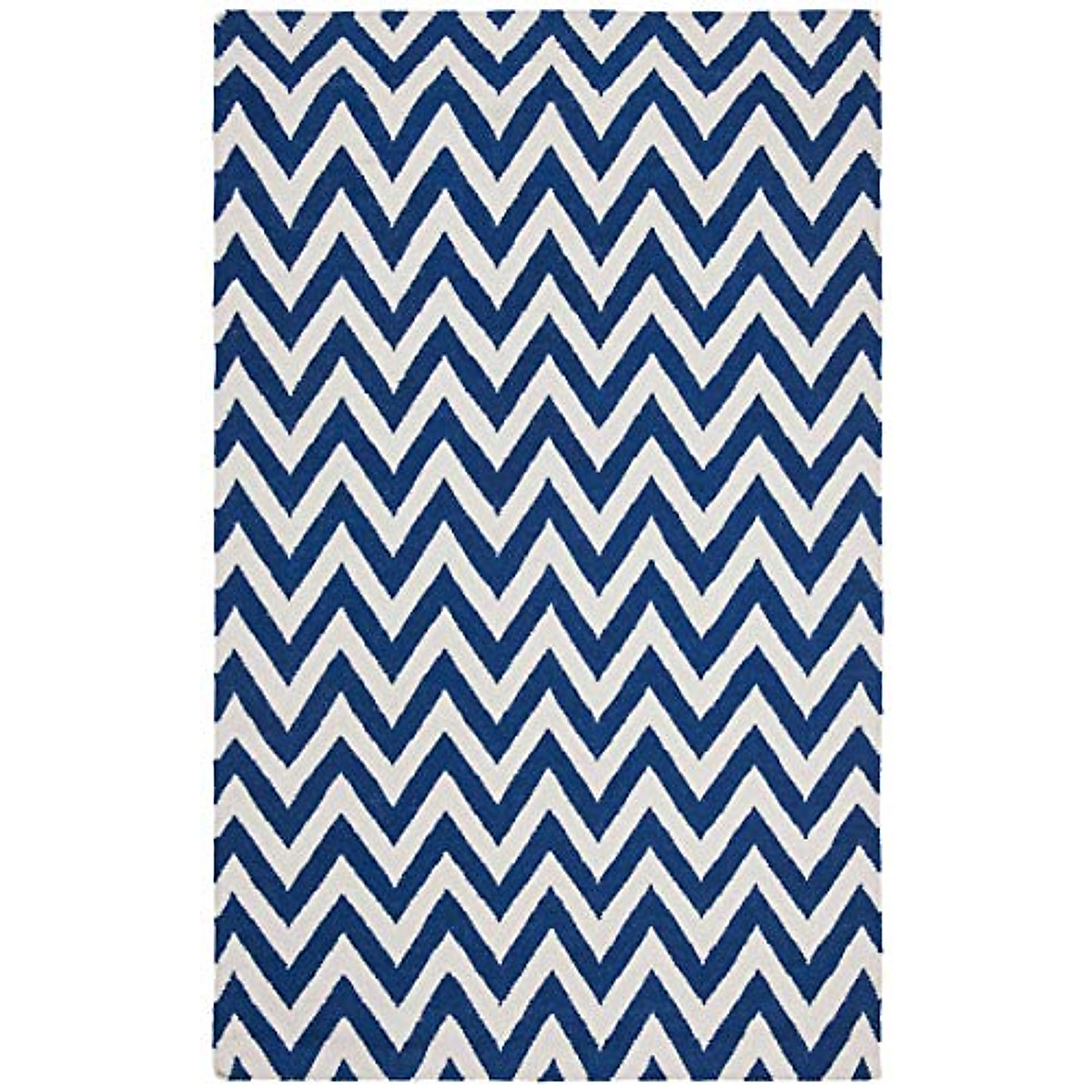 SAFAVIEH Dhurries Collection 5' x 8' Dark Blue/Ivory DHU557K Handmade Flatweave Premium Wool Area Rug