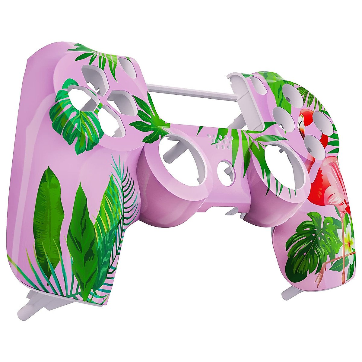 eXtremeRate Tropical Flamingo Patterned Custom Faceplate Cover, Replacement Front Housing Shell Case Compatible with ps4 Slim Pro Controller JDM-040/050/055 - Controller NOT Included