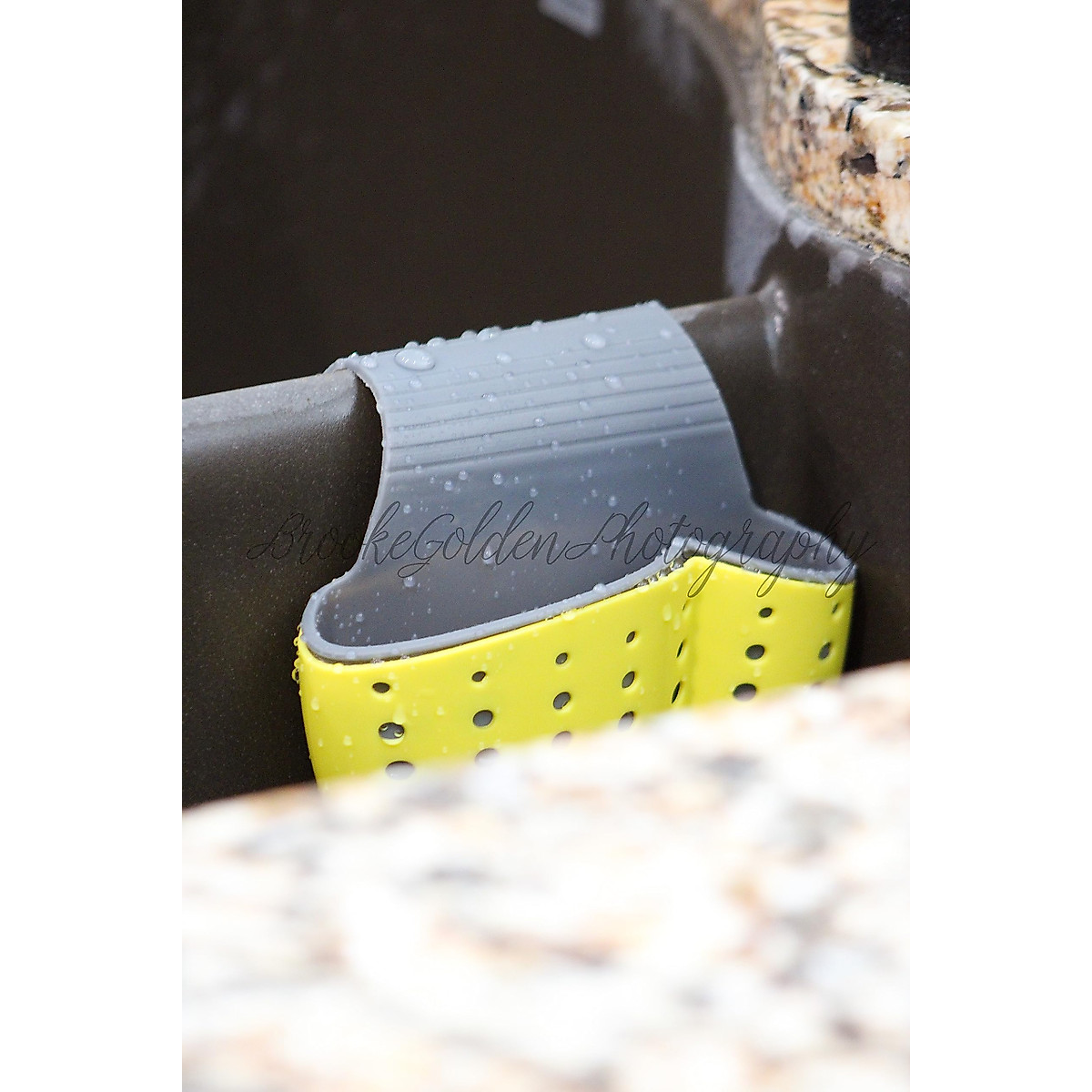 Sink Caddy Sponge Holder- Kitchen Sink Soap Holder-Plastic Saddle Faucet Caddy-Sink Organizer for Brushes, Sponges, Soap, Utensils (Yellow)