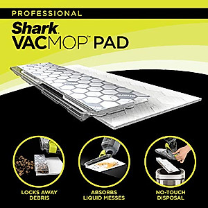 Shark VM252P10 VACMOP Pro Cordless Hard Floor Vacuum Mop with LED Headlights, 12 Disposable Pads & 12 oz. Cleaning Solution, Charcoal Gray