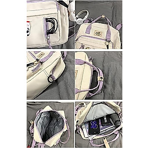 MUSICARD Girls Kawaii Backpack with Cute Pins and Pendant, Japanese Schoolbag Aesthetic Rucksack with Accessories for Teens