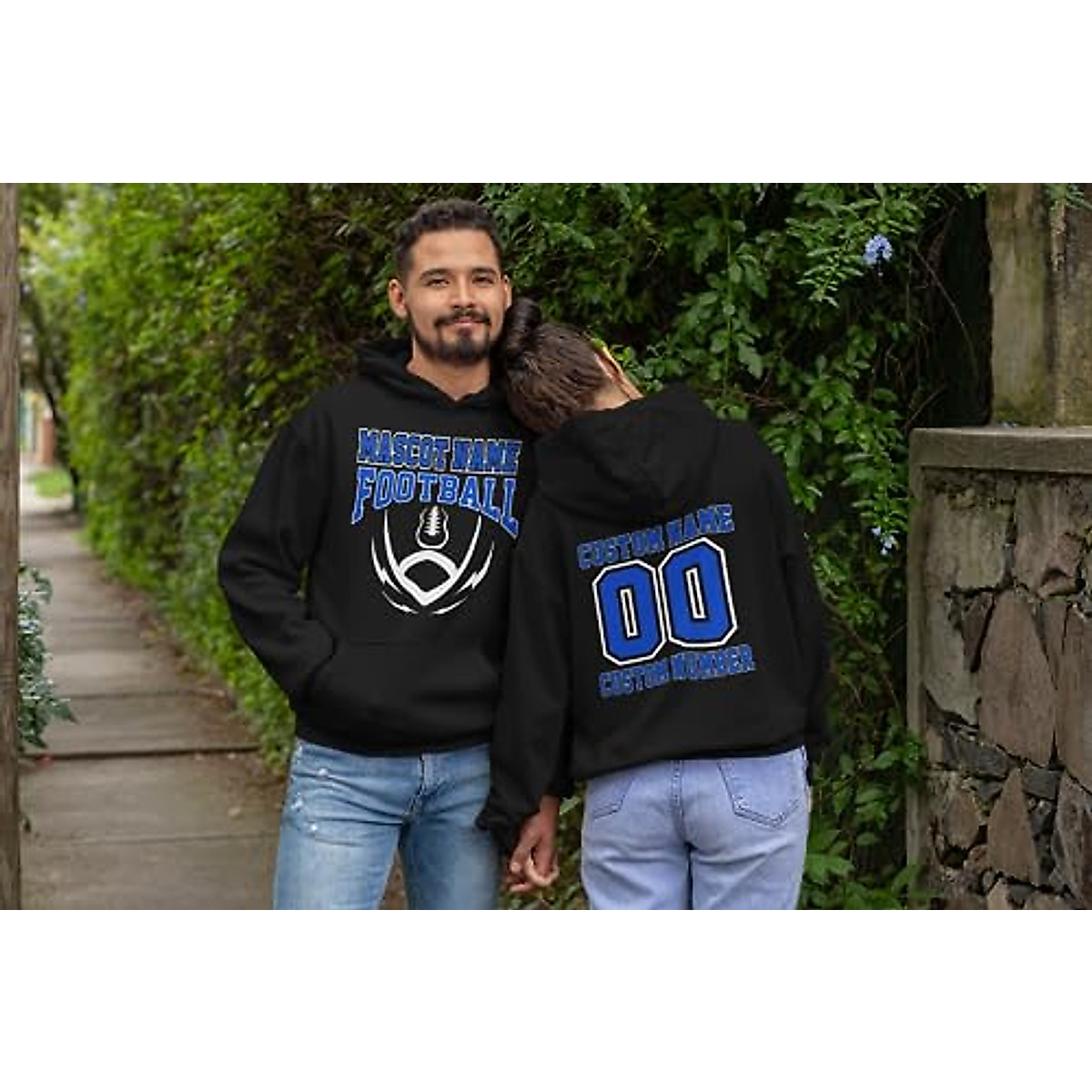 Custom Football Hoodie, Personalized Football Hoodie, Custom Game Day Hoodie, Football Spirit Wear Hoodie, Custom Football Team Hoodie (HOT PINK)