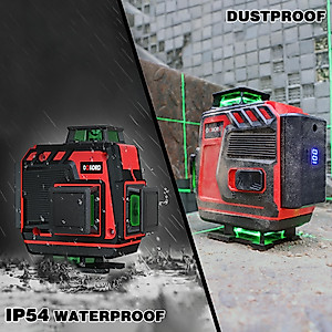 DILORD 16 Lines 120ft Laser Level, 4x360° Self Leveling, 4D Green Cross Line Phone and Remote Control for Construction and Picture Hanging, 2 Rechargeable Battery, Remote Controller, Stand Included