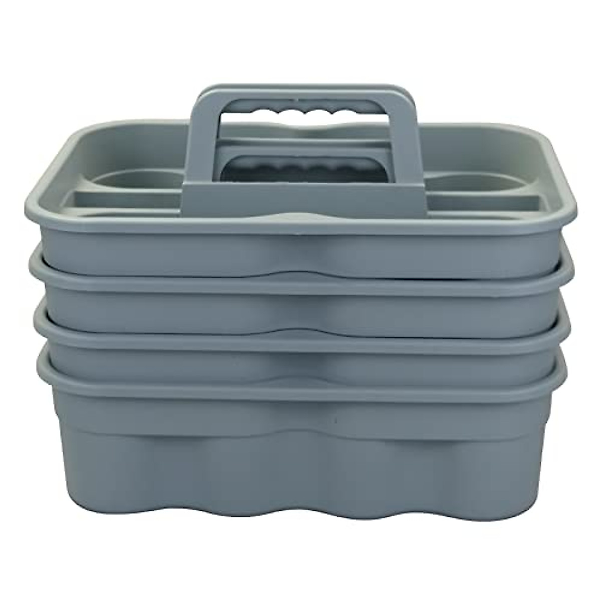 Ramddy Plastic Organizer Caddy, Carry Caddy with Handle, Gray, 4 Packs