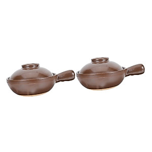 HEMOTON 2pcs Bibimbap Pot Casserole with Handle China Hutch Milk Pan Bread Pan Ceramic Steam Pot Japanese Soup Cooking Pot Korean Rice Cooker Non- Stick Ceramics Hot Pot Pottery