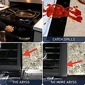 Meegoo Silicone Stove Gap Covers, 2 Pack Heat Resistant Flexible Oven Gap Filler Seals Gaps Between Stovetop and Counter, Prevents Counterspace Mess (21 Inches, Black)