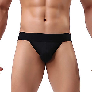 Billtop Men's Jockstrap Mesh Pouch Athletic Supporters Underwear, 4 Pack Black, Large