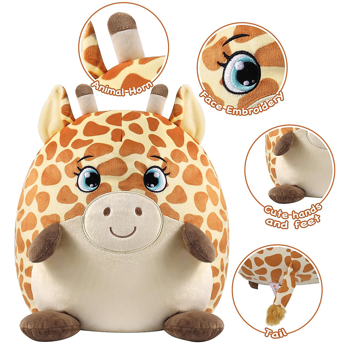 GAGAKU 12 inches Giraffe Plush Pillow Toy, Squishy Giraffe Stuffed Animal Cute Plushie Pillow Huggable Toy, Kawaii Soft Cushion for Girl Kid Children's Day Birthdays Christmas
