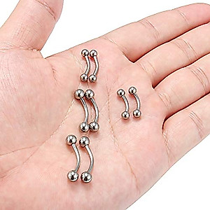 SCERRING 8PCS 14G G23 Titanium Curved Eyebrow Barbell Tragus Helix Ear Belly Lip Nipple Tongue Ring Body Piercing Jewelry 6mm 8mm 10mm 12mm