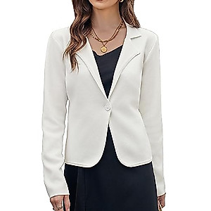 Women Sweater Blazer Jackets Casual Knit Open Front Business Cardigans for Women Blazer Lightweight White L