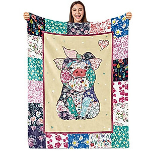 Cute Pig Blanket Gift for Girls Women Cute Pig Animal Blanket Super Soft Plush Flannel Throw Blanket for Couch Bed Sofa 60"x80"