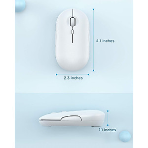 Rechargeable Bluetooth Mouse , seenda Wireless Dual Mode Mouse , 3 Adjustable DPI, USB-Type-C Cordless Mouse for iPad OS 13, MacBook, PC, Chromebook, PS4 Pro, PS5 (White)