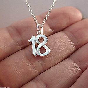 FashionJunkie4Life Number 18 Necklace Women & Men | 18” Sterling Silver Necklace with Number 18 Pendant | Gifts for Sports Lovers or Athlete