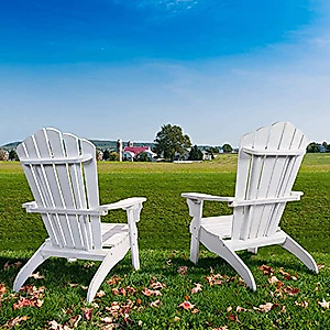 PIKAQTOP Folding Adirondack Chair, Wooden Accent Furniture with Arms, Solid Wooden Weather Resistant Patio Chairs Lounger Chair Lawn Chair for Deck, Backyard, Garden, Patio