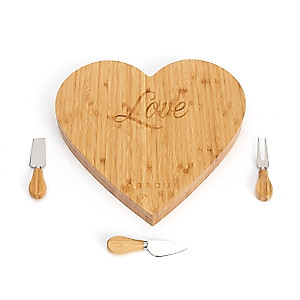 Bamboo Heart Charcuterie Board Set with knife set – Cheese Tray for Serving Cheese, Crackers, and Appetizers at Parties – Best gift for weddings birthdays valentines, anniversaries, and much more
