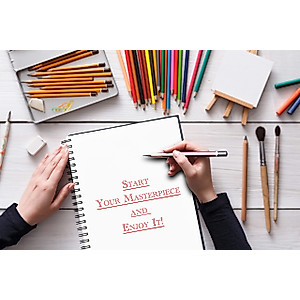 Hardcover Sketch Book, 9"x12", Spiral Wire and Pencil Holder, Universal Sketch Paper with Perforated Line, 80 Sheets, Acid Free, Perfect for Pencil, Pastel, Graphite, and Charcoal, etc.