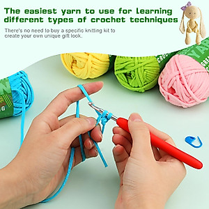 4 Pcs Easy Yarn Beginners Crochet Yarn in 4 Colors, 4x50g Yarn for Crocheting and Knitting with Easy-to-See Stitches, Cotton Nylon Yarn for Crocheting Beginners Crochet Yarn